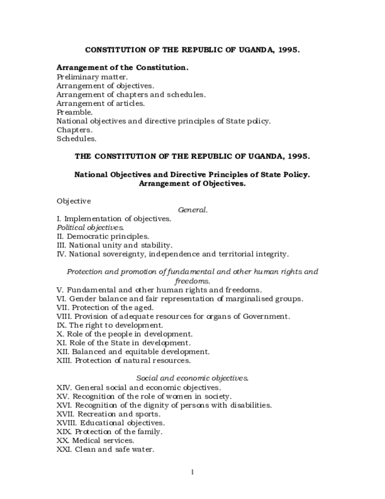 Constitution of the Republic of Uganda 1995 | MOH Knowledge Management Portal